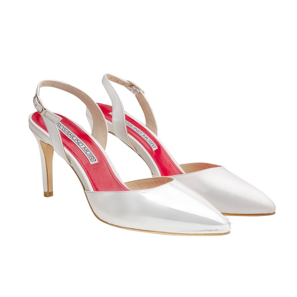 Augusta White Slingback Heels | Rosamund Muir