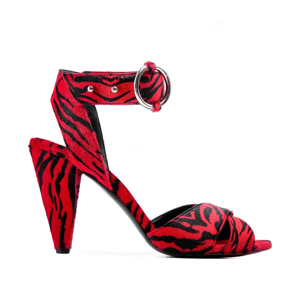 Montana Red & Black Tiger Print Sandals | Rosamund Muir